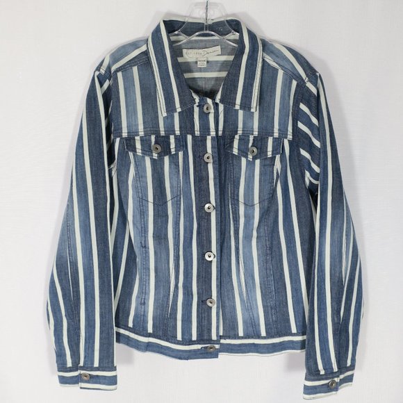 C Est. 1946 | Jackets & Coats | New Est 946 Denim Striped Jean Jacket ...